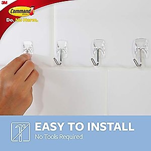 Command Wire Hooks, Small, Clear, 3-Hook, 6-Pack (18 Hooks Total)