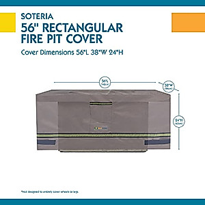 Duck Covers Soteria Waterproof 56 Inch Rectangular Fire Pit Cover