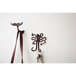 Kalaou Cast Iron Wall- Coat Hook- Octopus- 5.5" By 6"