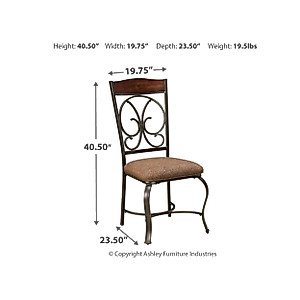 Signature Design by Ashley Glambrey Old World Dining Chair with Cushion, 4 Count,, 23.5"D x 19.75"W x 40.5"H, Brown
