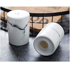 Sizikato 2pcs Marble Stripes Ceramic Salt and Pepper Shakers Marble-Style Furniture Kitchen and Table Decoration.