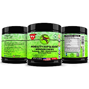 WIZARDPET Advanced Hemp Hip and Joint Supplement for Dogs - Hemp Oil Glucosamine Chondroitin for Dog - Omegas - Turmeric - MSM - Green Lipped Mussel, Made in USA Treats Support Mobility - 120 Chews