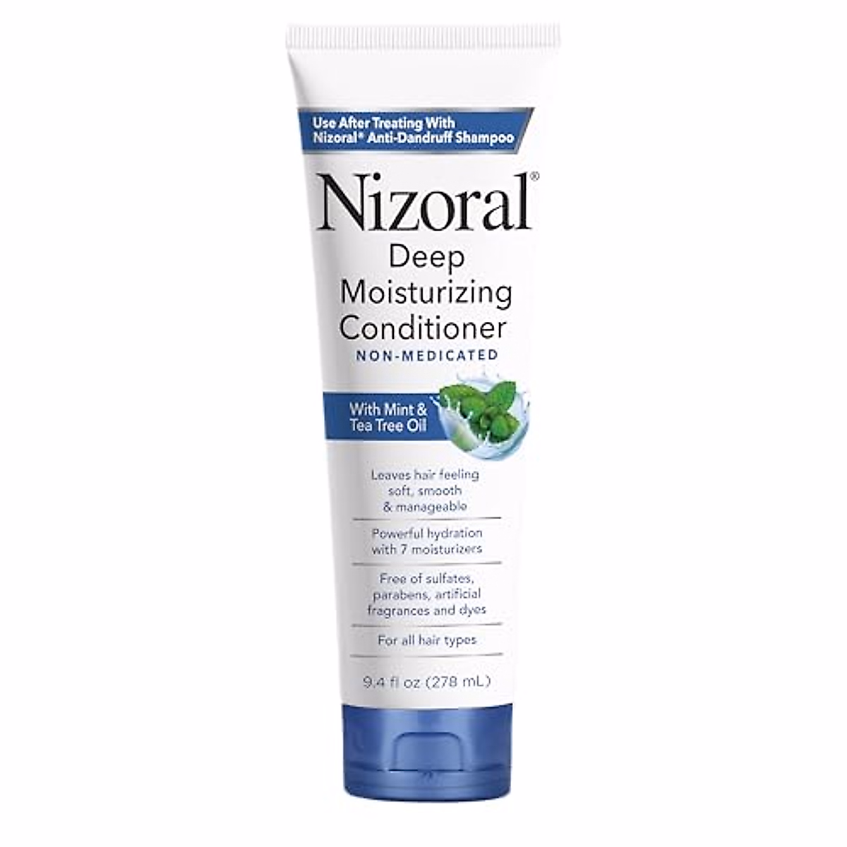 Nizoral Deep Moisturizing Conditioner with Mint & Tea Tree Oil for All Hair Types - Free of Sulfates, Parabens, Artificial Fragrances and Dyes, 9.4 oz
