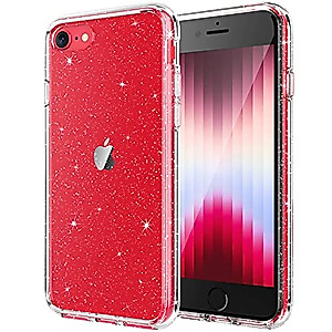 JETech Glitter Case for iPhone SE 3/2 (2022/2020 Edition), iPhone 8/7, 4.7-Inch, Bling Sparkle Shockproof Phone Bumper Cover, Cute Sparkly for Women and Girls (Clear)