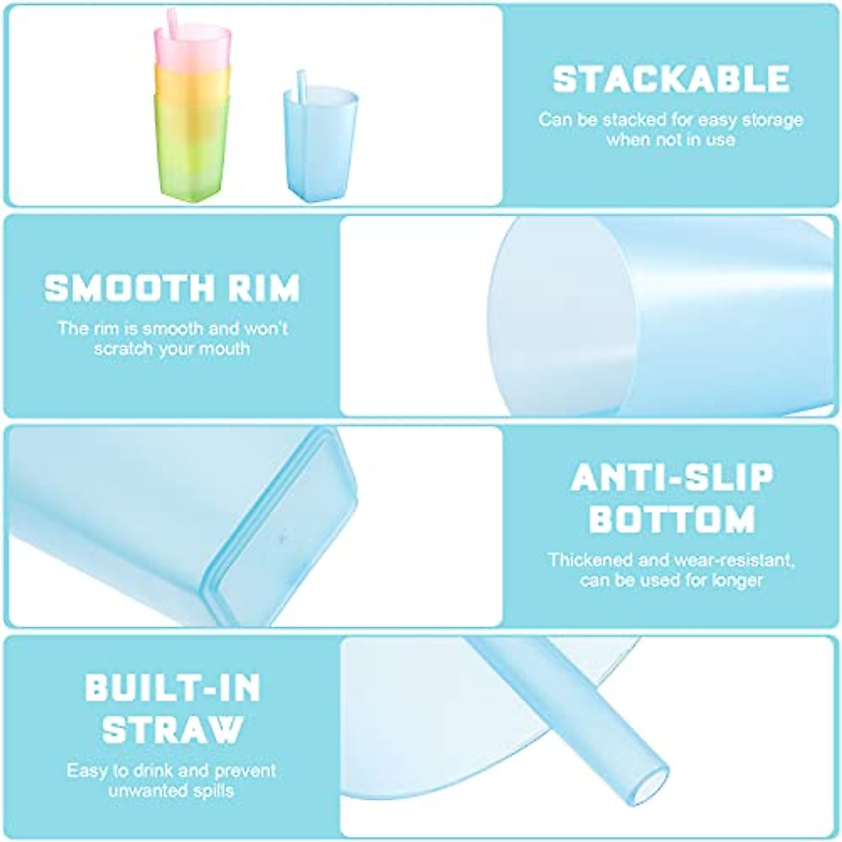 EXCEART Children Sippy Cup 4Pcs Toddler Sip Cups with Built in Straw Kids Drink Cups with Straws