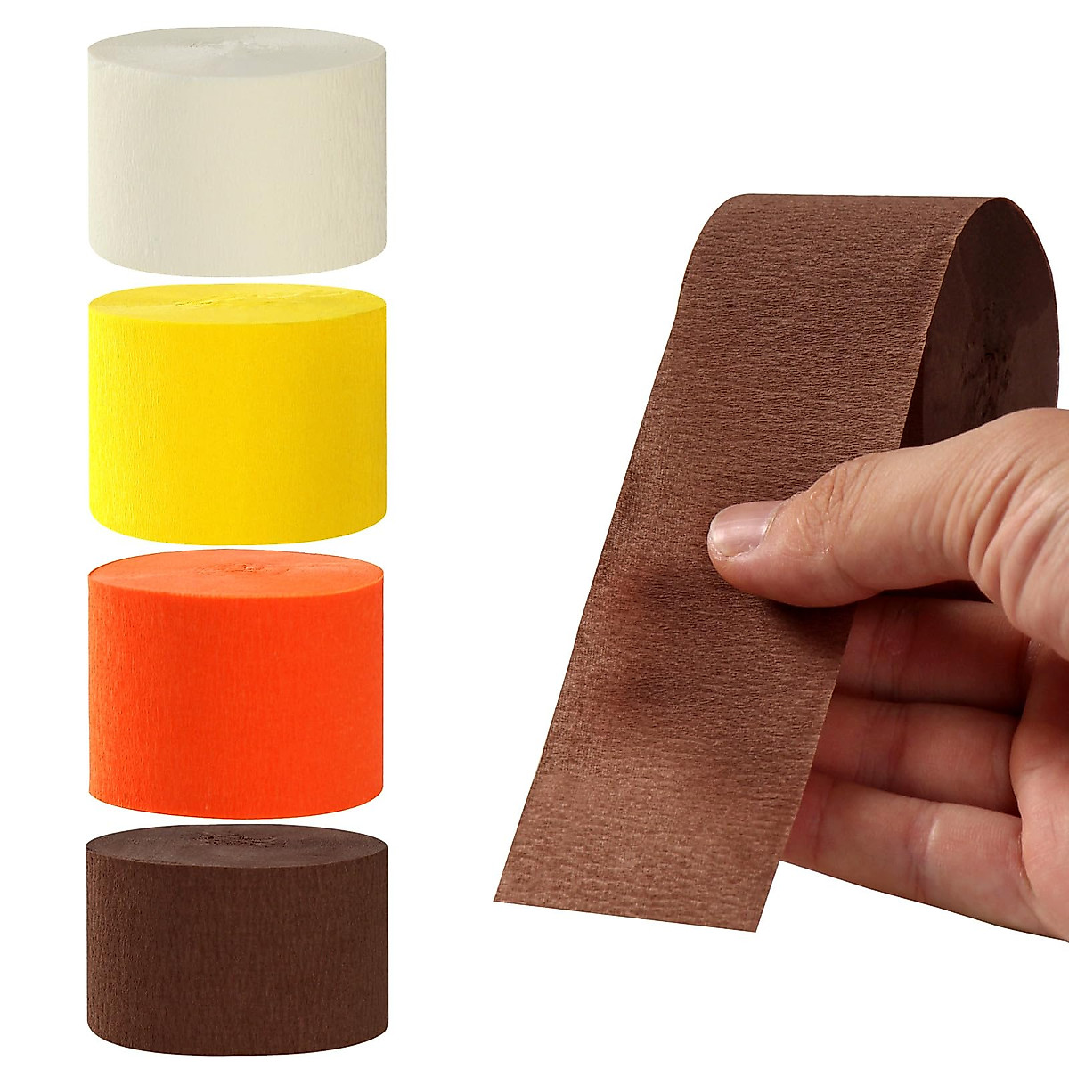 Yellow-Beige Orange-Brown Fall Party-Decorations Streamers - 8 Rolls Boho Autumn Baby Shower Thanksgiving Harvest Crepe Tissue Paper Streamer,Birthday Bridal Bachelorette Wedding Garland Panduola