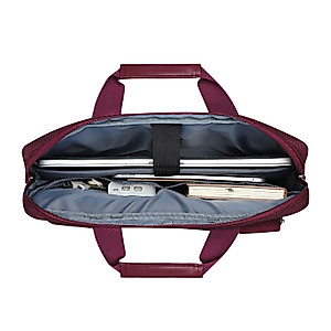 MOSISO Laptop Shoulder Bag Compatible with MacBook Air 15 M3 M2 2024 2023/Pro 16 inch M4 M3 M2 M1,15-15.6 inch Notebook with 2 Raised&1 Flapover&1 Horizontal Pocket&Handle&Belt, Wine Red
