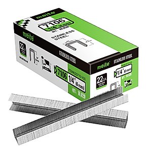meite 22 Gauge 3/8-inch Crown 304 Stainless Steel Staples with 1/4-inch Length for Upholstery Staplers 10,020 per Box (1 Box)