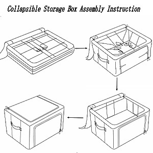 3 Pack Clothes Storage Bins - Foldable Metal Frame Storage Box - Stackable Linen Fabric Organizer Set with Carrying Handles and Clear Window (Light Gray, 15.7x11.8x7.8inch(22L))