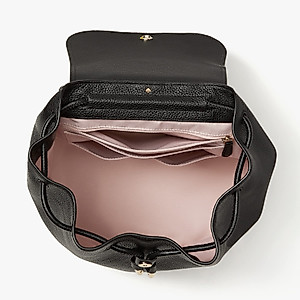Kate Spade New York Sinch Pebbled Leather Medium Flap Backpack Black One Size