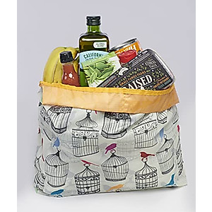 O-WITZ Reusable Grocery Bags | Vibrant Tote Bag For Groceries, Gym, Beach Gear, Toys & More | Washable Design With Large Handles For Maximum Convenience | Folds Into A Small Pouch, Canaries