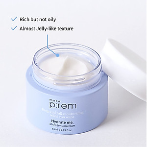 MAKEPREM Hydrate Me Micro Tension Cream Moisturizing Water Cream Hydrate Smooth No-Sticky - Dry Extra-Dry Sensitive Oily Aging Acne-prone Skin Hyaluronic Acid Raspberry 2.19 Fl Oz Korean Skincare.
