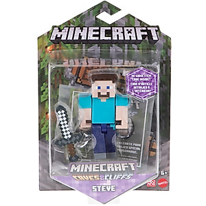 Mattel Minecraft Craft-A-Block Biome Builds Steve Figure, Authentic Pixelated Video-Game Character, Action Toy to Create, Explore and Survive, Collectible Gift for Fans Age 6 Years and Older