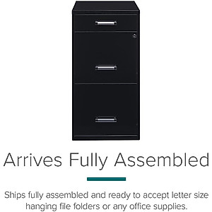 Scranton & Co 18" 3 Drawer Metal File Organizer Cabinet in Black