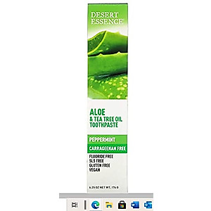 Desert Essence Aloe & Tea Tree Oil Toothpaste - Peppermint - 6.25 Oz - Ideal For Sensitive Teeth & Gums - Complete Oral Care - Aloe - Tea Tree Oil - Baking Soda - Refreshes Breathe - Carrageenan Free