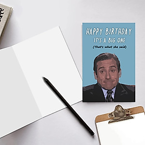 XXDJLP Humor The Office Birthday Cards Gifts for TV Show Fans, Funny Michael Scott Birthday Card for Her Him, Happy Birthday Gift Card for Women Men, Thats What She Said Card