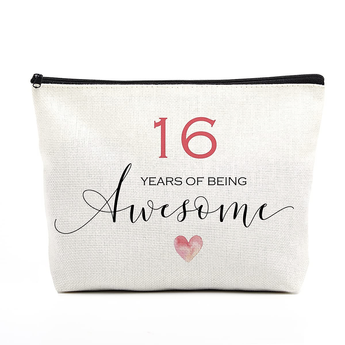 fkovcdy 16th Birthday Gifts for Girls Happy Birthday Makeup Bag Inspirational Gifts for 16 Year Old Girl Birthday Decorations Sweet 16 Gifts for Girls Her Daughter Niece 16 Years of Being Awesome