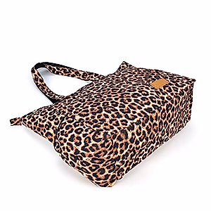 CLOUDMUSIC Shoulder Tote Bag For Women Fashion Multi-functional Bag Daily Shopping Travelling Sports Fitting Hiking(Leopard Spots)