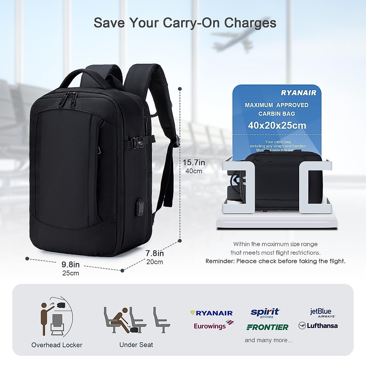 COSCOOA Expandable Travel Backpack for Men Women 15.7x7.8x9.8 Inch 20L Small Flight Approved Carry On Backpack 15.6 Inch Laptop College Daypack Weekender Bag