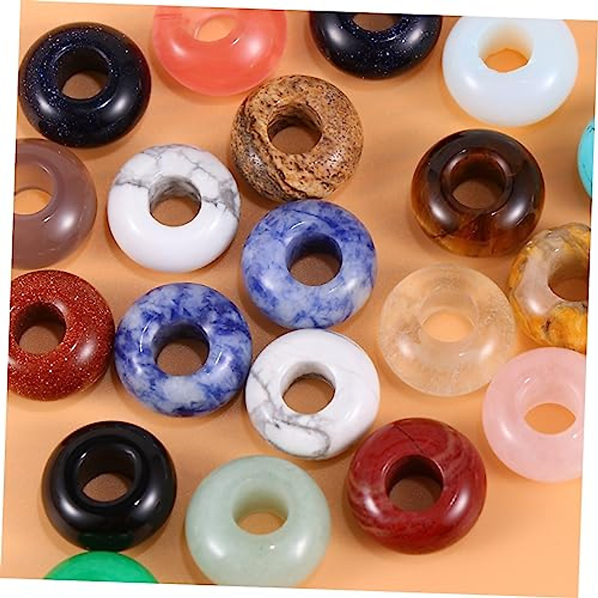 TEHAUX 20pcs Gemstone Bracelets Beaded Bracelet Large Hole Spacer Beads Big Hole Loose Beads Agate Loose Beads Craft Beads for Jewelry Making DIY Beads Jewelry Beads Beading Kits Necklace