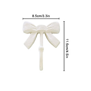 BOOMLATU White Bow Shape Hook Rustic Bow Wall Hook Pack of 2,Metal Decorative Hook Wall Mounted Bow Coat Hook for Home Kitchen Bathroom Office (White, Pack of 2)