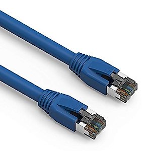 Nippon Labs Cat8 RJ45 3FT Ethernet Patch Internet Network LAN Cable, Indoor/Outdoor, 24AWG Shielded Latest 40Gbps 2000Mhz, Weatherproof S/FTP for Router, PS4, PS5, Xbox, PoE, Switch, Modem (Blue)