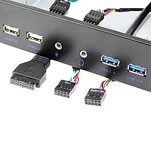 UCEC 5.25 Inch Front Panel USB Hub with 2-Port USB 3.0 & 2-Port USB 2.0 & HD Audio Output Port & Microphone Input Port for Desktop [ 20 Pin Connector & 2ft Adapter Cable]
