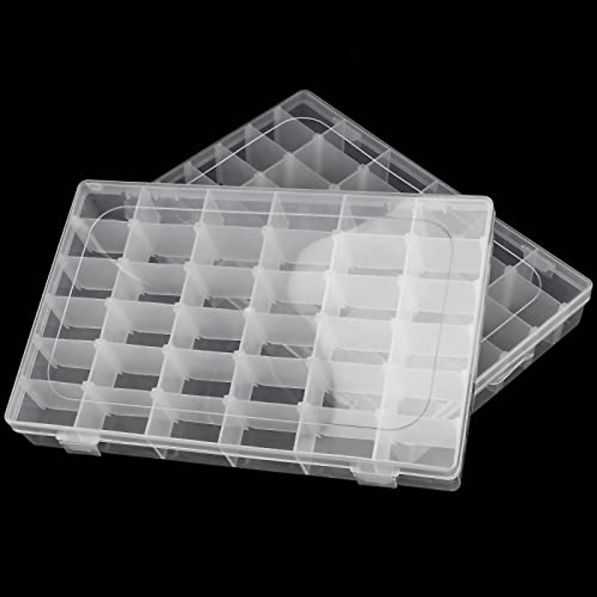 MOUYAT 6 Pack 36 Grids Clear Plastic Organizer Boxes, Adjustable Plastic Craft Jewerly Organizer Storage Boxes with Compartments, Bead Storage Containers for Jewelry Art DIY Crafts Small Parts