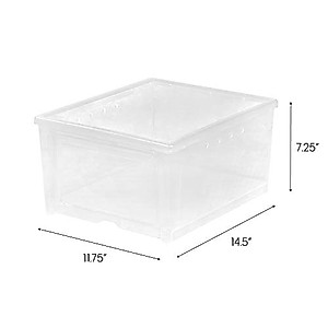 IRIS USA 2 Pack Shoe Storage Box, Clear Plastic Stackable Shoe Organizers for Closet, Space Saving Drop Front Sneaker Containers, Wide