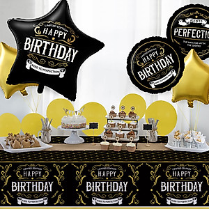 Happy Birthday Decorations for Men，Black and Gold Better With Age Foil Balloon，Adult Birthday Party Decorations