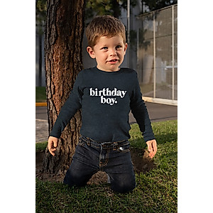 Birthday boy Shirt Toddler Outfit its My Year Old First 1st 2nd 3rd 4th 5th Tshirt (12 Months, Charcoal Black - Long Sleeve)