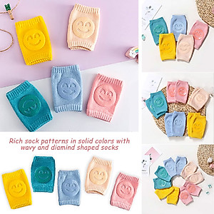 Eilin 5 Pairs Baby Crawling Anti-Slip Knee Pads Toddlers Knee-Pads Cute Smiley Boys Girls Protectors Socks Knee Pads Gift For Infant
