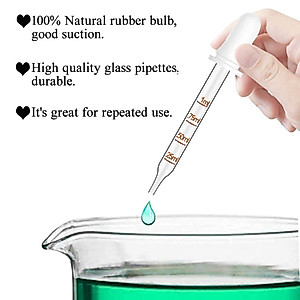 P-ABC 2PCS Droppers Pipettes, 1ml Essential Oil Dropper, Glass Liquid Droppers,Straight Tip Calibrated Glass Dropper (Straight tip droppers)