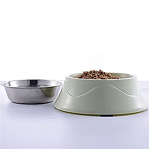 FUUIE Bowls for Food and Water Stainless Steel Pet Bowl Plastic Flower Dog Bowl Cat Food Double Water Bowl Feeder Puppy Pet Supplies (Color : Blue)
