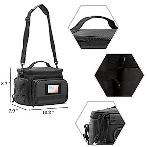 MOV COMPRA Tactical Leakproof Lunch Bag for Men, Insulated Lunch Box for Men Large Capacity with MOLLE Water Bottle Pouch and Adjustable Shoulder Starp, Green Lunchbox for Adults for Work, Picnic