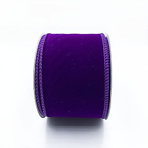 WR 63-5032 Holiday Velvet Wired Edge Ribbon 2.5" x 10 Yards for DIY Crafting, Gift Wrapping, Home Decor (Purple)