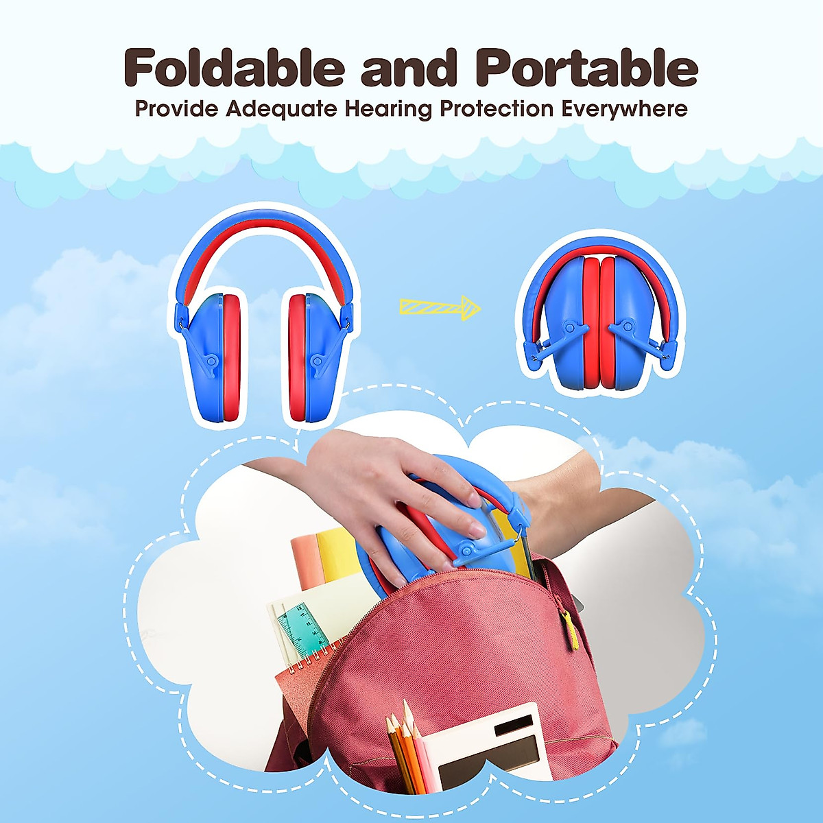 SNR35dB Hearing Protection Ear Muffs for Noise Reduction, Effective Ear Protection, Noise Cancelling Ear Muffs, Ear Protection for Shooting, Mowing, Autism, Sleeping, Safety Earmuffs with Storage Bag