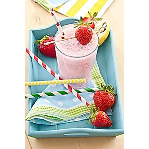 Outside the Box Papers Lego Theme Striped Paper Straws 7.75 Inches 100 Pack Blue, Red, Green, Yellow, White