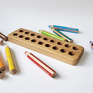 Pencil holder for 18 Stabilo pencils wooden pencil holder gift for kids desk organization Montessori pencils organizer homeschool art supplies pencils are not included