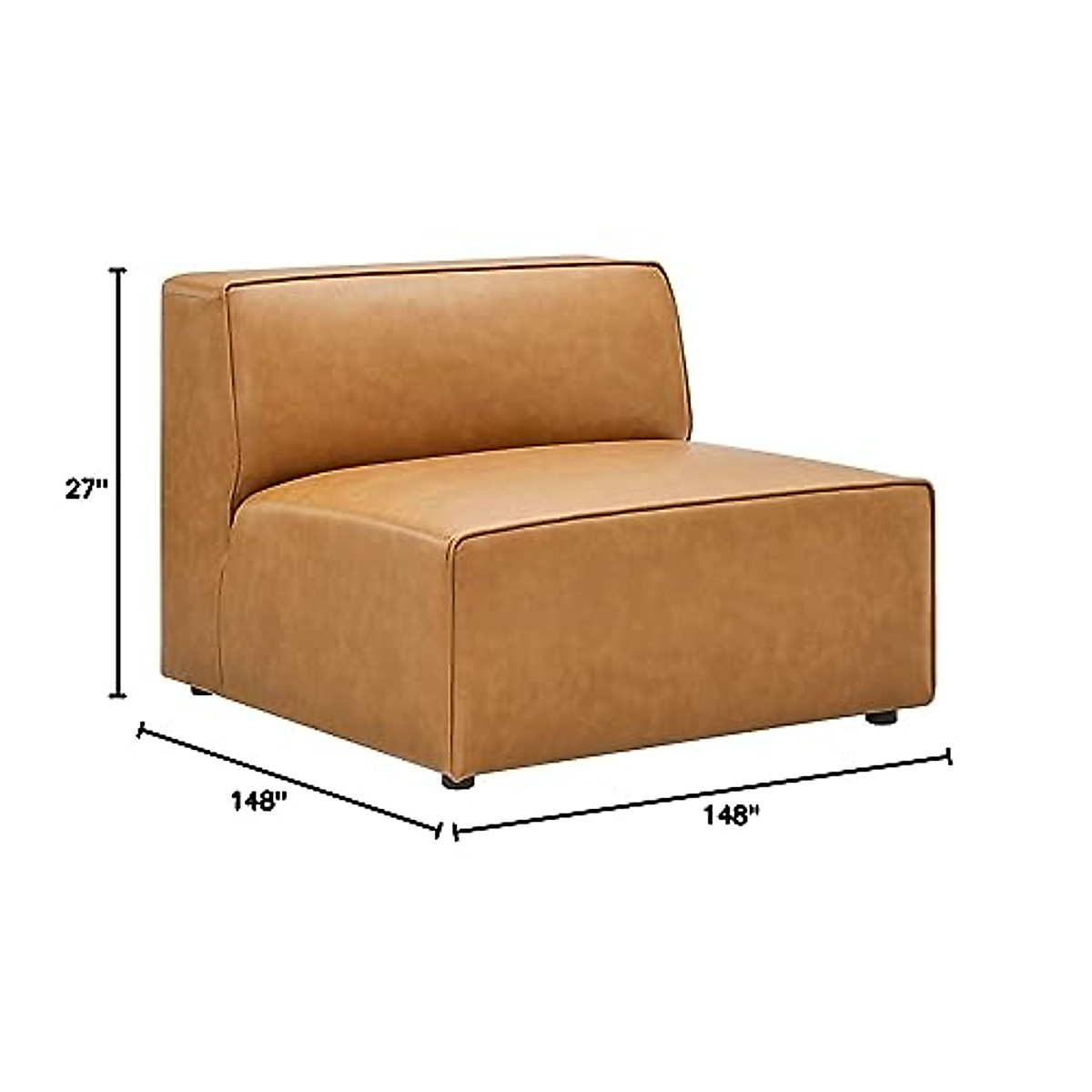 Modway Mingle Vegan Leather 7-Piece Sectional Sofa in Tan