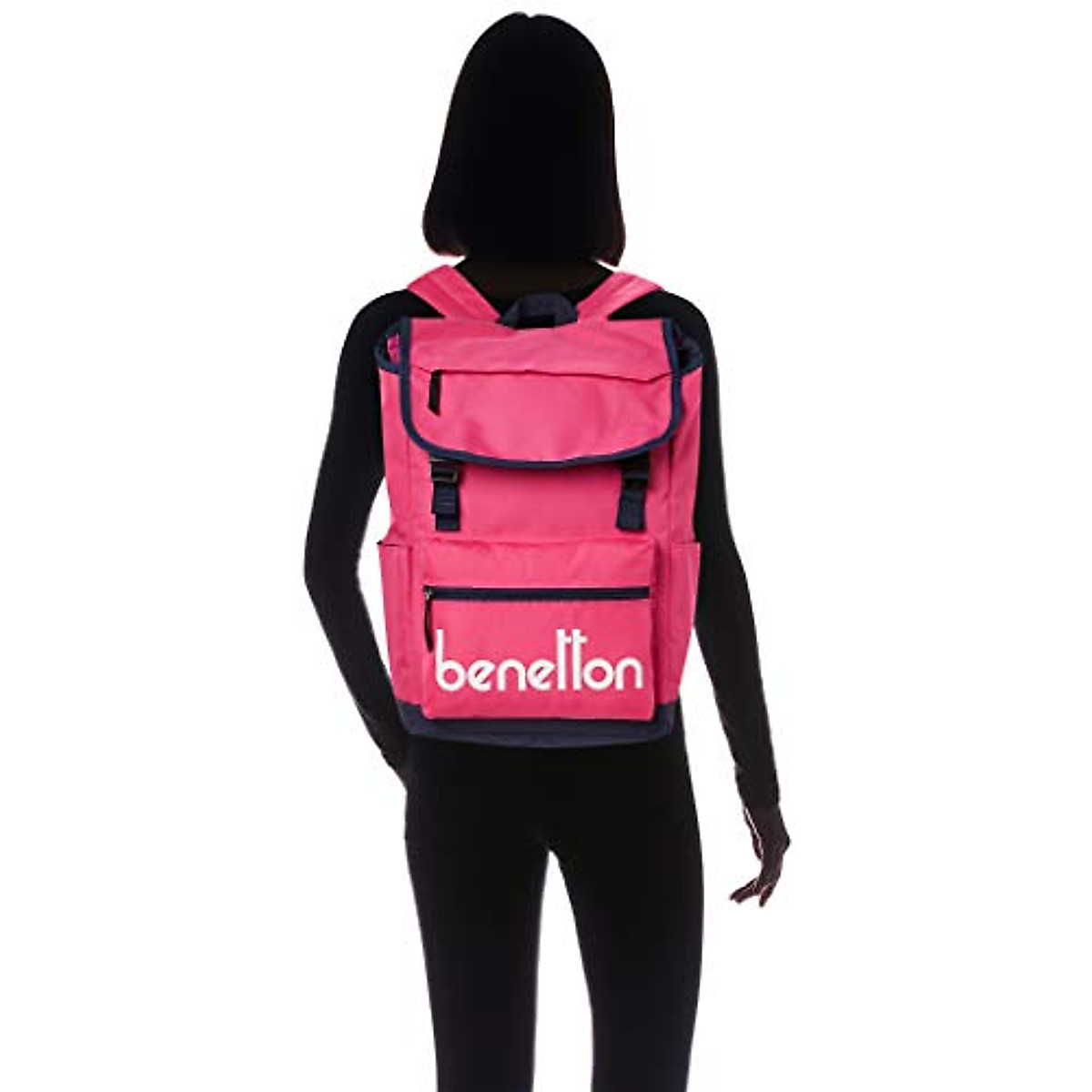 UNITED COLORS OF BENETTON.(ユナイテッド カラーズ オブ ベネトン) Women 2BE0393RK Backpack Flap, Safety Pink