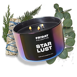 Friday Collective Star Lust Candle, Fresh & Clean Scented, Made with Essential Oils, 3 Wicks, 13.5 oz
