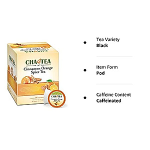 Cha4Tea 36-Count Cinnamon Orange Spice Herbal Black Tea Pods for Keurig K-Cup Brewers