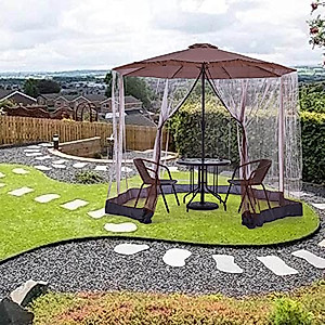 9FT-11FT Patio Table Umbrella Mosquito Netting, Patio Umbrella Screen Mesh Mosquito Netting with Double Door Zipper and Carry Bag, Beige