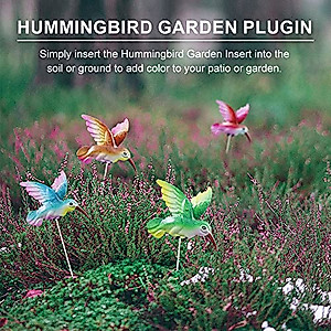 4 Pcs Hummingbird Garden Metal Stakes Set, 14 Inch Tall Hummingbird Garden Stakes Decor, Outdoor Garden Decor, Metal Bird Decorative Garden Stakes, for Lawn Pathway Patio Plant Pot Flower Bed (Bird)