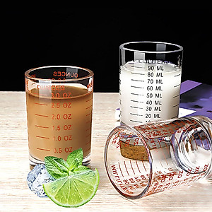 Shot Glass Measuring Cup 3 Ounce/90ML Liquid Heavy High Espresso Glass Cup 2 pcs by TIYOORTA (Red 90ML 2PCS)