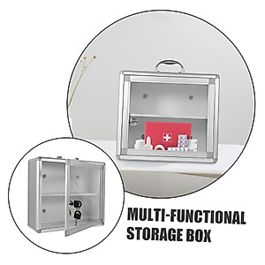 SKISUNO Box Portable Medicine Box Cabinet Phone Lock Emergency Mobile Phone Jail Wall Hanging Locking Cases Wall-Mounted Medicine Case Portable Safe for Travel Pill Aluminum Alloy Silver