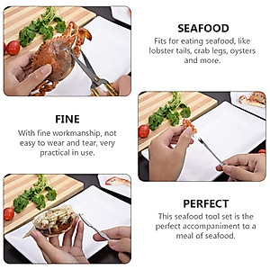 Cabilock 1 Set 8pcs Crab Eating Tool Lobster Utensils Crab Tool Crab Leg Tools Kitchen Crab Scissor Seafood Utensils Shellfish Lobster Fork Picks Crab Leg Utensil Stainless Steel Shrimp