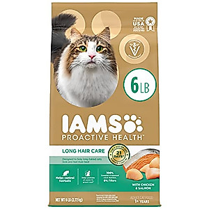 IAMS Proactive Health Long Hair Care Adult Dry Cat Food with Real Chicken, 6 lb. Bag