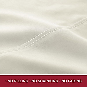 Mellanni 400 Thread Count Cotton Sateen Sheets Set - 4 Piece White Bed Sheets Set - Fits Mattresses up to 16" Deep - Cooling Sheets for Hot Sleepers (Full, Ivory)